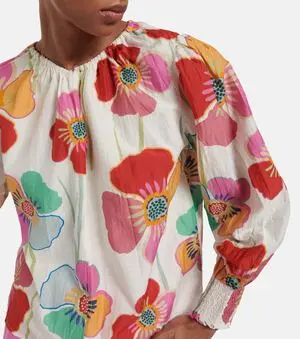 Velvet By Graham & Spencer Avery Floral Cotton And Silk Blouse