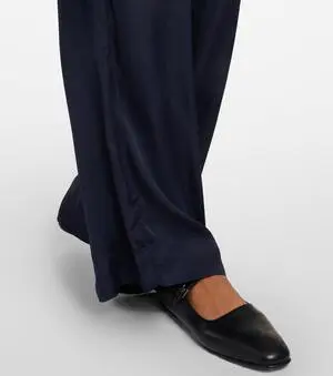 Velvet By Graham & Spencer Livi Satin Wide-leg Trousers - Grey