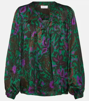 Velvet By Graham & Spencer Reeve Printed Satin Blouse