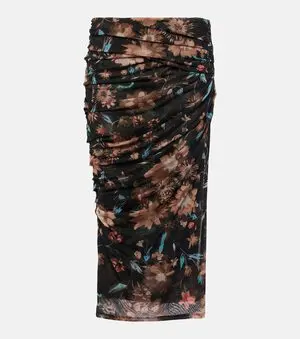Dorothee Schumacher Sheer Floral Draped Midi Skirt - Multicoloured