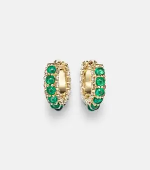 Ileana Makri 18kt Gold Hoop Earrings With Emeralds And Diamonds - Metallic