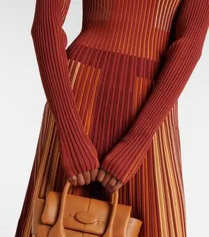 TOD'S Striped Pleated Midi Dress