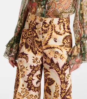 Etro High-rise Wide-leg Jeans With Floral Print