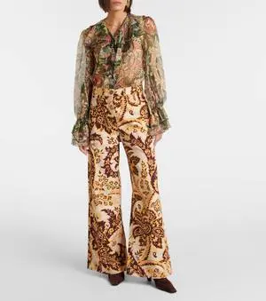 Etro High-rise Wide-leg Jeans With Floral Print
