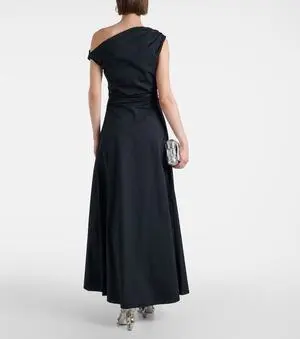 Staud Maxi Phare Gown In Cotton Poplin - Black