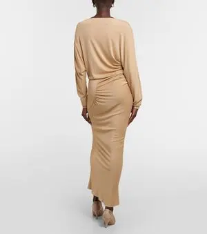 Khaite Oron Ruched Jersey Midi Dress