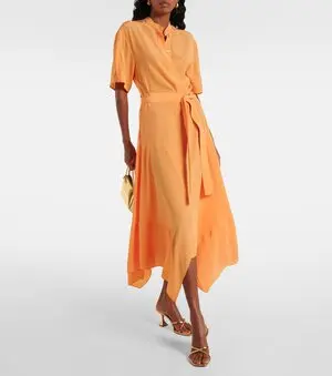 Stella McCartney Silk Crepe De Chine Midi Dress - Orange