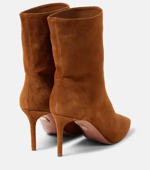AQUAZZURA Matignon Suede Pointed Toe High Heel Ankle Boots