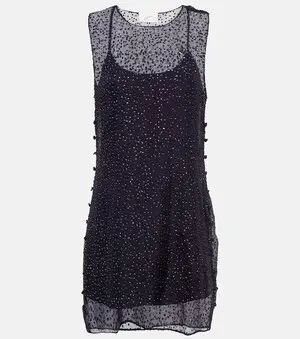 Coperni Embellished Sheer Silk Minidress - Blue