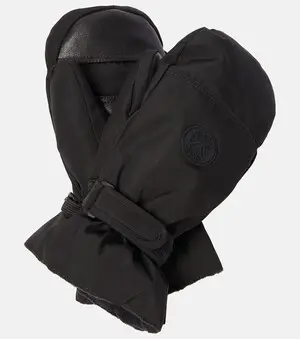 YVES SALOMON Leather-trimmed Mittens - Black