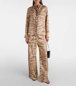 Stella McCartney Printed Silk Wide-leg Trousers - Multicoloured