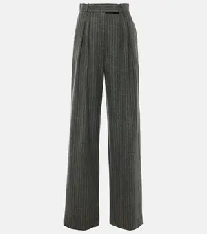 Alex Perry Pinstriped High-rise Tapered Wool Trousers