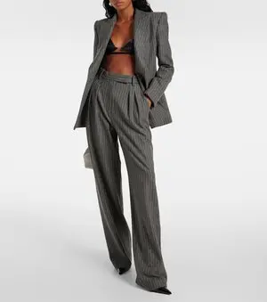 Alex Perry Pinstriped High-rise Tapered Wool Trousers
