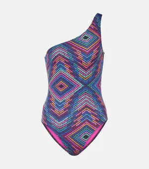 ERES One-shoulder Swimsuit In Geometric Print - Multicoloured