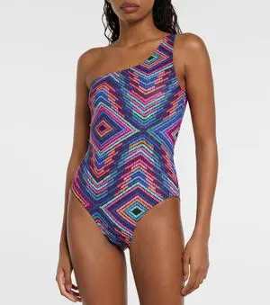 ERES One-shoulder Swimsuit In Geometric Print - Multicoloured
