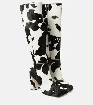 Amina Muaddi Marine Calf Hair Knee-high Boots - Multicoloured
