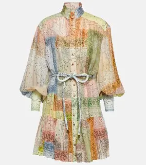 Zimmermann Matchmaker Bandana Cotton And Silk Mini Dress - Multicoloured