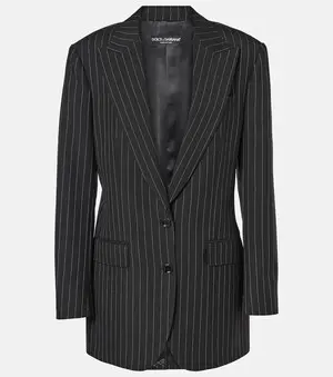 Dolce & Gabbana Pinstripe Virgin Wool Blazer - Grey