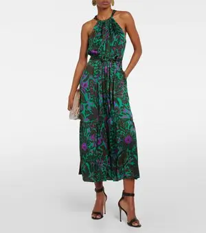 Velvet By Graham & Spencer Kareese Printed Satin Midi Dress