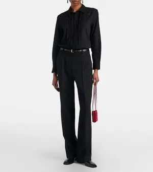 NILI LOTAN Nathael Ruffled Cotton Shirt
