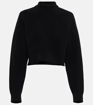 Alaïa Cropped Virgin Wool Turtleneck Sweater - Black