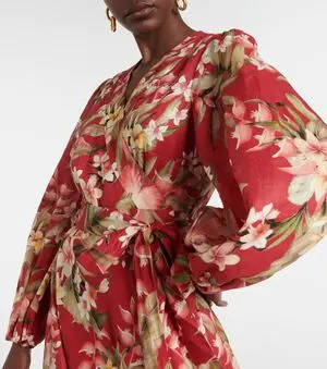 Zimmermann Lexi Floral Linen Wrap Dress