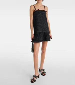 GANNI Zebra-print Denim Mini Dress