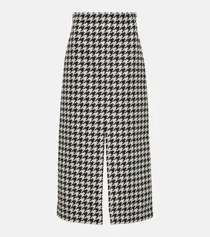 Burberry Houndstooth Twill Maxi Skirt