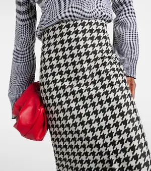 Burberry Houndstooth Twill Maxi Skirt