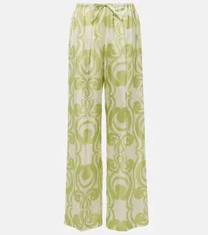 Dries Van Noten Printed Silk Wide-leg Trousers - Multicoloured
