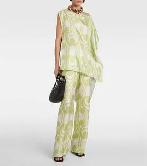 Dries Van Noten Printed Silk Wide-leg Trousers
