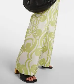 Dries Van Noten Printed Silk Wide-leg Trousers