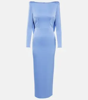 Alex Perry Draped Crepe Satin Midi Dress