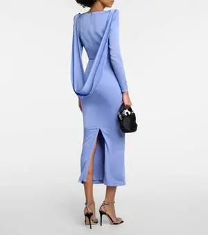 Alex Perry Draped Crepe Satin Midi Dress
