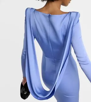 Alex Perry Draped Crepe Satin Midi Dress