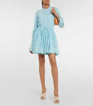 JULIET DUNN Embroidered Cotton Mini Dress