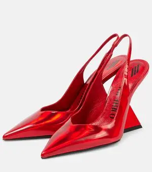 Attico Cheope Leather Slingback Pumps - Red