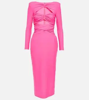 SELF-PORTRAIT Cutout Jersey Midi Dress - Pink
