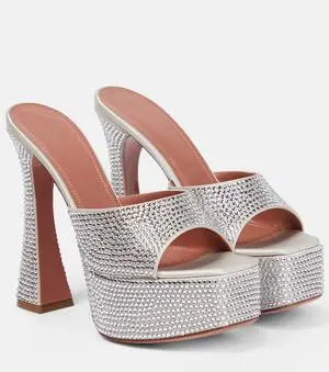 Amina Muaddi Embellished Platform Mules