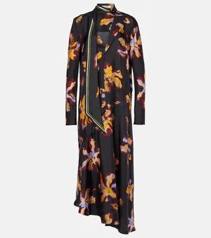 Dorothee Schumacher Asymmetric Printed Silk Twill Midi Dress - Multicoloured