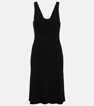 Vince Ribbed Scoop-neck Midi Dress - Black