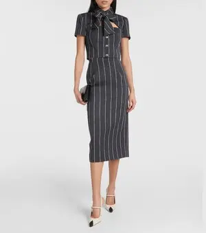Alessandra Rich Pinstripe Cropped Wool-blend Jacket