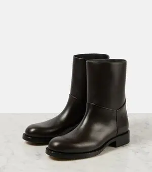 THE ROW Nobilis Leather Ankle Boots