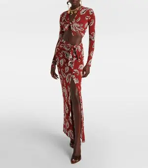 Rabanne Paisley Jersey Maxi Skirt