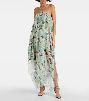 Stella McCartney Tiered Printed Silk Maxi Dress