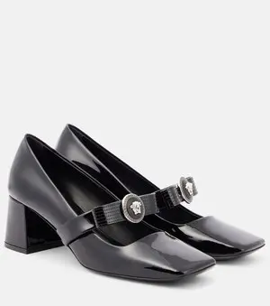 Versace Ribbon 55 Leather Pumps - Black