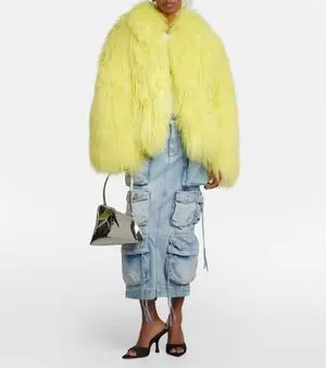 Attico Faux Fur Cropped Coat