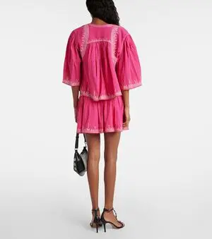 MARANT ETOILE Embroidered Cotton Crop Top