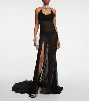 Alessandra Rich Silk Georgette Gown