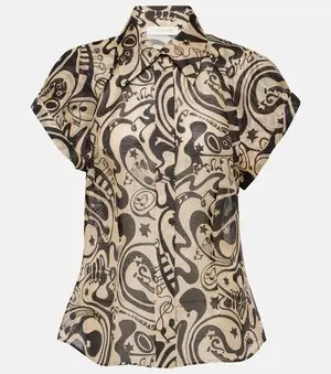 Zimmermann Matchmaker Printed Linen And Silk Blend Blouse - Black